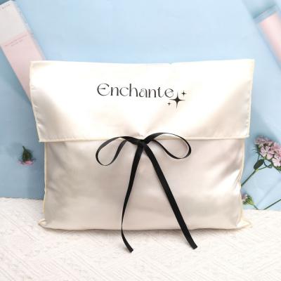 China Custom Logo Printed Satin Envelope Dust Bag for Wig Hair Extension Storage 30x40cm for sale