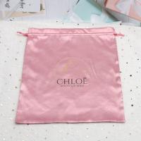 China Custom Logo Printed Satin Drawstring Bag 20x25cm for Luxury Hair Packaging for sale