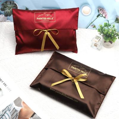 China Custom Logo Satin Envelope Dust Bag for Wallet Wig Hair Bundle 30x40cm for sale