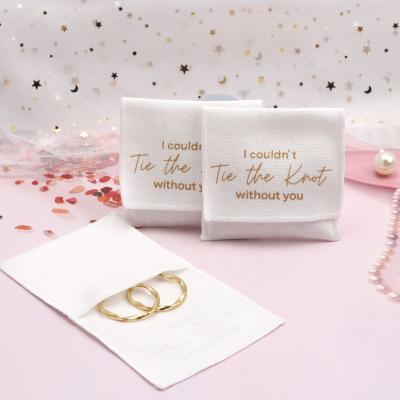 China Custom Logo Printed Soft Brush Canvas Envelope Jewelry Dust Bag 10x15cm Lightweight Cotton Pouch for sale