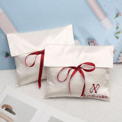 China Custom Satin Envelope Pouch for Hair Luxury Silk Lingerie Wig Dust Bag 30x40cm for sale