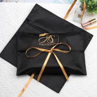 China Custom Printed Satin Envelope Bag for Hair Wig Cosmetic Packing Luxury Silk Pouch 20x30cm for sale