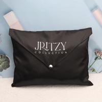 China Custom Logo Silk Satin Envelope Pouch 40x30cm with Button Closure for Wig Swimwear Packaging for sale