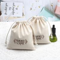 China Eco Friendly Cotton Canvas Drawstring Bag 20x30cm for Cosmetic Storage with Custom Logo for sale