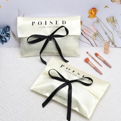 China Custom Logo Printed Satin Envelope Dust Bag 30x40cm for Wig Wallet Bundle Pouch for sale