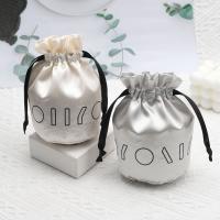 China Round Bottom Satin Gift Candle Packaging Bag Custom Printed Drawstring Pouch for sale