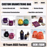 China Round Bottom Satin Gift Candle Packaging Bag Custom Printed Drawstring Pouch for sale
