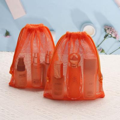China Custom Logo Printed Nylon Mesh Drawstring Bag 10x15cm for Cosmetic Soap Storage for sale