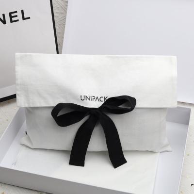 China Custom Cotton Linen Flap Dust Bag with Logo Printed Gift Storage Envelope 8x10 Inch for sale