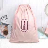 China Custom Logo Printed Large Pink Velvet Drawstring Bag 12x14 Inch Shoe Wallet Handbag Dust Pouch for sale