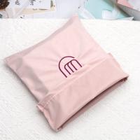 China Custom Logo Printed Large Pink Velvet Drawstring Bag 12x14 Inch Shoe Wallet Handbag Dust Pouch for sale