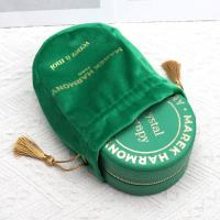 China Luxury Custom Printed Round Bottom Velvet Bag for Candle Gift Box Packaging 20x15cm for sale