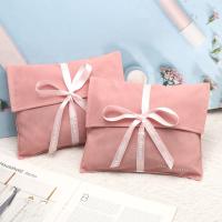China Pink Velvet Flap Envelope Dust Bag with Ribbon Custom Logo 4x6 Inch for sale