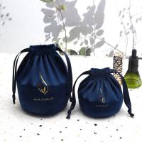 China Round Bottom Drawstring Velvet Dust Bag 4x6 Inch Blue Candle Gift Packing for sale