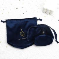 China Round Bottom Drawstring Velvet Dust Bag 4x6 Inch Blue Candle Gift Packing for sale