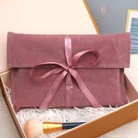 China Custom Logo Velvet Envelope Dust Bag with Ribbon Suede Cosmetic Pouch 20x15cm for sale