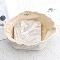 China Custom Logo Emboss Cream Square Bottom Velvet Drawstring Bag 4x6 Inch for Candle Packaging for sale