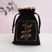 China Custom Embroidery Black Velvet Tarot Card Bag 15x20cm with Satin Drawstring Pouch for sale