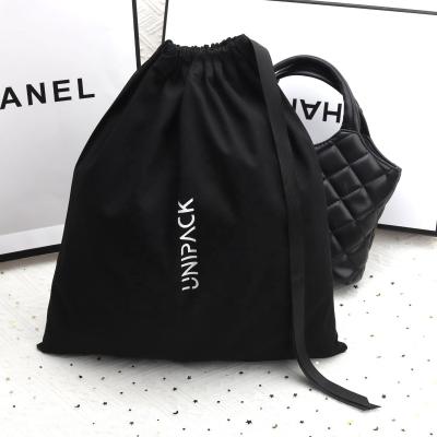 China Custom Cotton Twill Drawstring Shoe Bag 30x40 Inch Black Foldable Storage Bag for sale