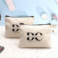 China Custom Logo Printed Canvas Cosmetic Zipper Bag 4x6 inch Recyclable Makeup Pouch for sale