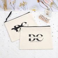 China Custom Logo Printed Canvas Cosmetic Zipper Bag 4x6 inch Recyclable Makeup Pouch for sale