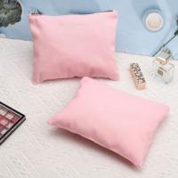 China Custom Logo Pink Organic Cotton Canvas Zipper Cosmetic Makeup Bag 8x10 inch for sale