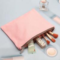 China Custom Logo Pink Organic Cotton Canvas Zipper Cosmetic Makeup Bag 8x10 inch for sale