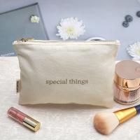 China Eco Friendly Custom Printed Organic Cotton Linen Makeup Bag with Zipper 20x17 cm for sale