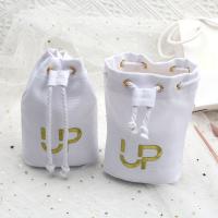 China Custom Embroidery Polyester Cotton Canvas Drawstring Pouch Round Bottom 4x6 Inch for Cosmetic Brush for sale