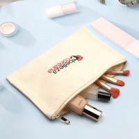 China Natural Canvas Cosmetic Zipper Bag Custom Logo Printed Recyclable Makeup Bag 20x15cm for sale
