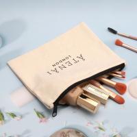 China Natural Canvas Cosmetic Zipper Bag 4x6 Inch Custom Logo Screen Printing Recyclable Cotton Pouch for sale
