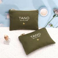 China Custom Logo Printed Cotton Canvas Zipper Storage Bag 4x6 Inch Makeup Pouch for sale