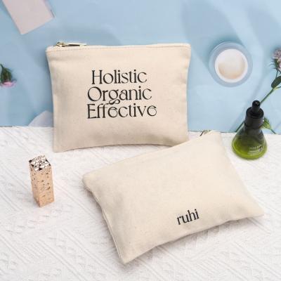 China Custom Cotton Canvas Zipper Cosmetic Bag 4x6 inch Reusable Travel Makeup Pouch OEM for sale