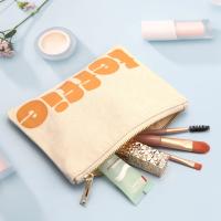 China Custom Printed Organic Cotton Zipper Makeup Pouch 20x16 cm Eco-Friendly Travel Bag for sale