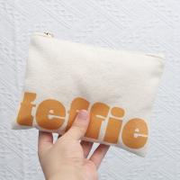 China Custom Printed Organic Cotton Zipper Makeup Pouch 20x16 cm Eco-Friendly Travel Bag for sale
