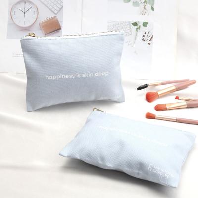 China Custom Logo Printed Cotton Canvas Cosmetic Zipper Bag 25x20 cm for sale