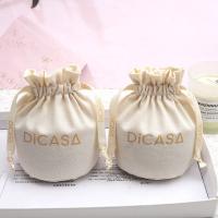 China Custom Cotton Linen Drawstring Dust Bag 15x20cm Round Bottom with Logo Printing for sale
