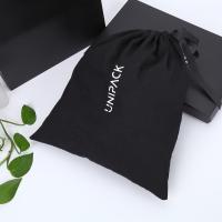 China Custom Logo Black Cotton Twill Drawstring Dust Bag 8x10 Inch for Shoe Clothing Storage for sale