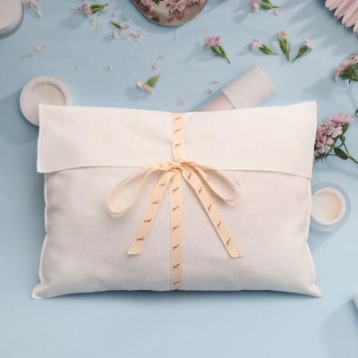 China Organic Cotton Linen Envelope Dust Bag with Ribbon 30x40cm Portable Storage Pouch for sale