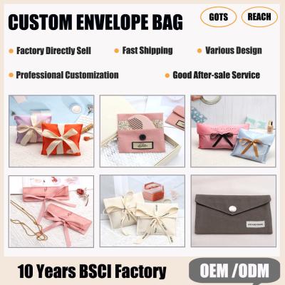 China Custom Herringbone Cotton Twill Envelope Dust Bag for Handbag Jewelry Packing 4x6 5x7 Inch for sale