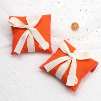 China Custom Logo Printed Orange 8oz Canvas Perfume Bag Cotton Envelope Dust Packing Pouch for sale