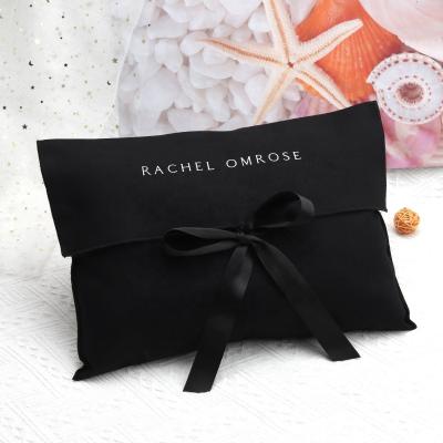 China Black Cotton Twill Envelope Pouch 30x20 cm for Clothing Scarf Packaging for sale