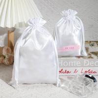 China Custom Logo Satin Drawstring Bags for Hair Bundles Packaging 8x10 Inch for sale