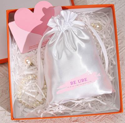 China Custom Logo Satin Drawstring Bags for Hair Bundles Packaging 8x10 Inch for sale