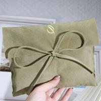 China Custom Suede Envelope Gift Bag 20x15cm with Logo High End Flap Packaging Pouch for sale