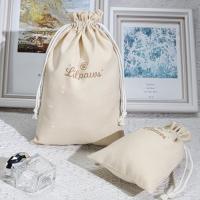 China Custom Cotton Linen Drawstring Pouch 10x15cm Eco Friendly Jewelry Dust Bag with Screen Logo for sale