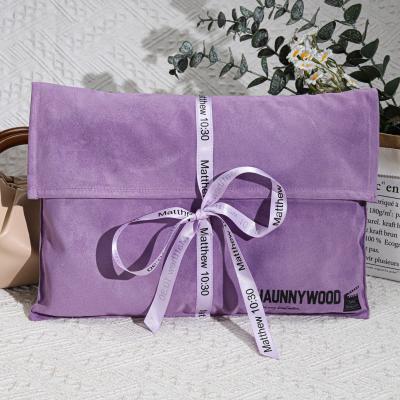 China Custom Suede Envelope Gift Bag 35x30cm with Logo High End Flap Packaging Pouch for sale