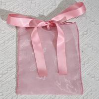 China Custom Pink Organza Gift Pouch with Satin Ribbon Bow 10x15cm Eco-Friendly Packaging Bag for sale
