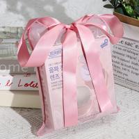 China Custom Pink Organza Gift Pouch with Satin Ribbon Bow 10x15cm Eco-Friendly Packaging Bag for sale