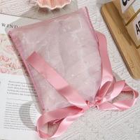 China Custom Pink Organza Gift Pouch with Satin Ribbon Bow 10x15cm Eco-Friendly Packaging Bag for sale
